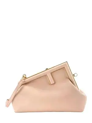 Fendi Small Clutch Bag In Leather - Neutrals