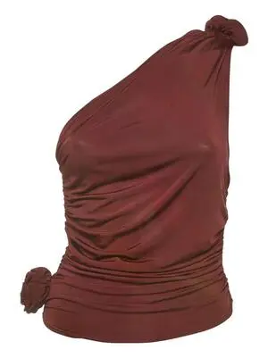 Magda Butrym 2025 One-shoulder Ruched Blouse Red