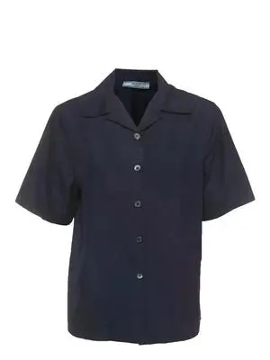 PRADA Prada Navy Blue Cotton Camp Collar Short Sleeve Shirt