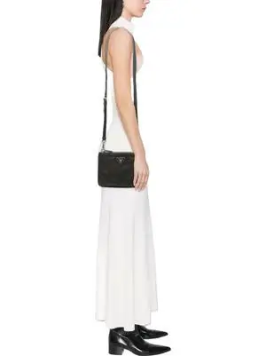 Prada Vitello Phenix Double Zip Crossbody Bag - Black