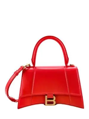 Balenciaga Hourglass Top Handle Bag Leather Small Satchel Red
