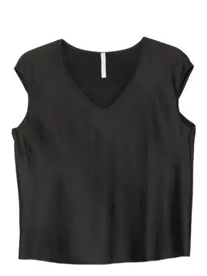 Imperial V-neck Sleeveless Blouse - Black