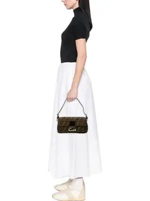 Fendi 2000-2010 Zucca Canvas Baguette Shoulder Bag - Brown