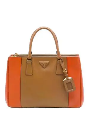 PRADA 2010-2026 Medium Bicolor Saffiano Lux Galleria Double Zip Satchel