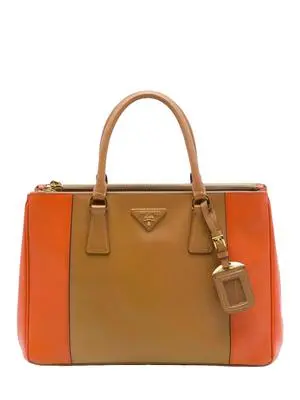 Prada Saffiano Lux Galleria Double Zip Satchel - Brown