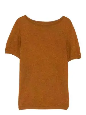 LESS LESS Crew Neck T-Shirt Brown