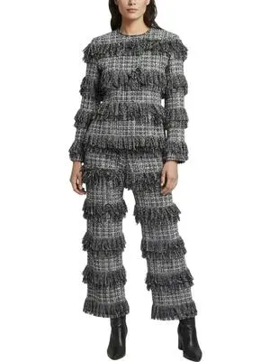 Sonia Rykiel Paris Fringed Tweed Suit - Black