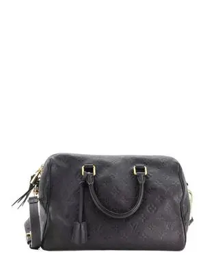 LOUIS VUITTON Louis Vuitton Speedy Bandouliere Monogram Empreinte Leather 30 Satchel Black