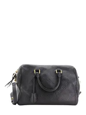 LOUIS VUITTON Louis Vuitton Speedy Bandouliere Monogram Empreinte Leather 30 Satchel Black