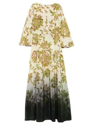 LA DOUBLEJ La DoubleJ Belle Botanical Print Ombré Maxi Dress