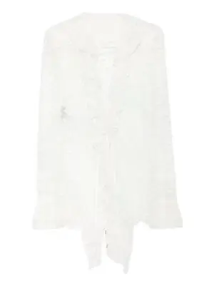 Alberta Ferretti Ruffled Lace-trimmed Blouse - White