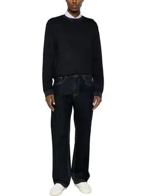 Emporio Armani Crew Neck Virgin Wool Sweater - Blue
