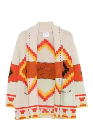 KUJTEN Kujten Intarsia Knit Shawl-Collar Cardigan