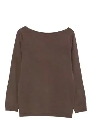 Alpha Studio ALPHA STUDIO Boat Neck Long Sleeve Knit Brown