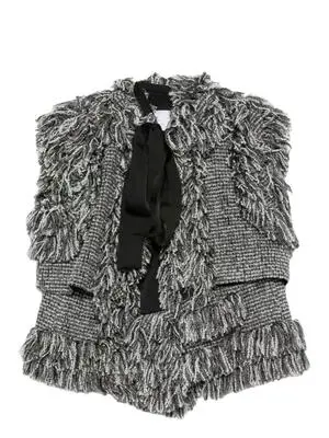 Sacai Sleeveless Tiered Fringe Jacket - Grey
