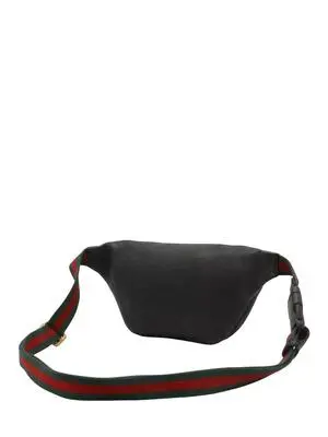 Gucci 2000-2015 Small Grained Calfskin Web Logo Belt Bag - Black