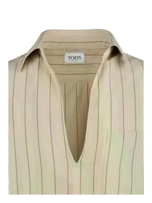 TOD'S Shirt In Striped Silk - Neutrals