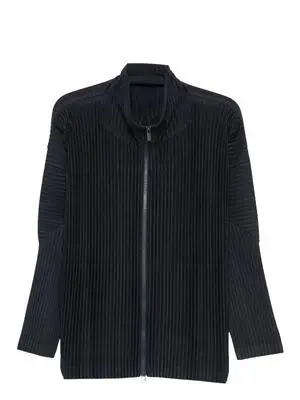 Issey Miyake Pleated Zip-up Cardigan - Blue