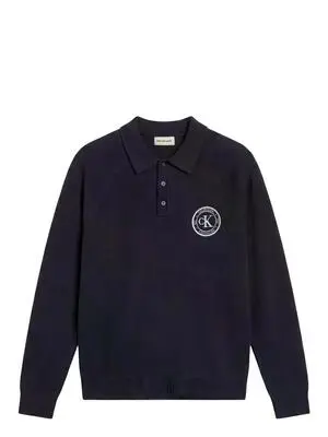 CALVIN KLEIN Varsity Logo-patch Polo Sweater