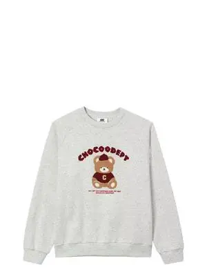 CHOCOOLATE CHOCOOLATE Bear Patch Long Sleeve Sweatshirt Grey