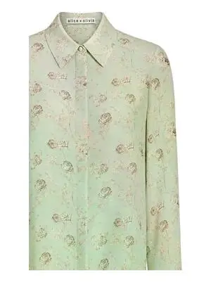 ALICE + OLIVIA Alice + Olivia Floral Print Silk-Blend Blouse