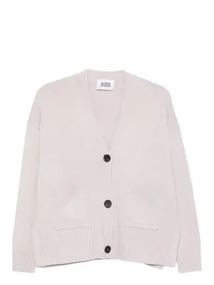 Alpha Studio ALPHA STUDIO V-Neck Cardigan With Patch Pockets Neutrals