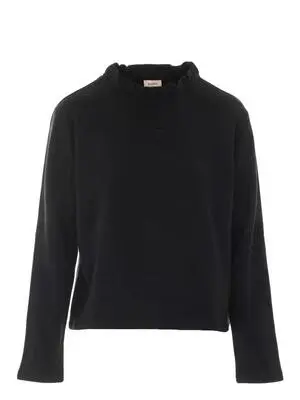 Repetto Embroidered Logo Ruffled Neck Sweater - Black