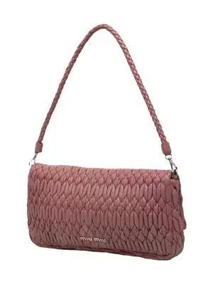 Miu Miu Matelassé Nappa Crystal Chain Satchel - Pink