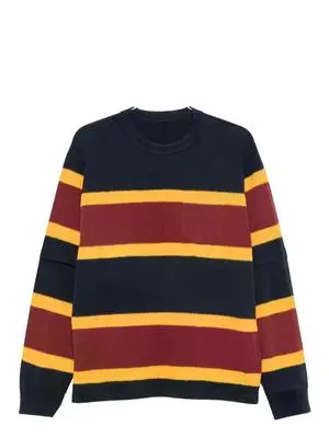 Sacai Striped Knit Layered Sleeve Sweater - Blue