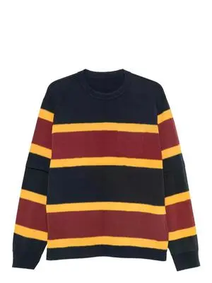 Sacai Striped Knit Layered Sleeve Sweater - Blue