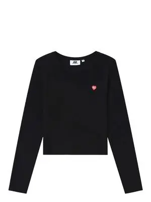 CHOCOOLATE Ribbed T-shirt With Heart Patch - Black