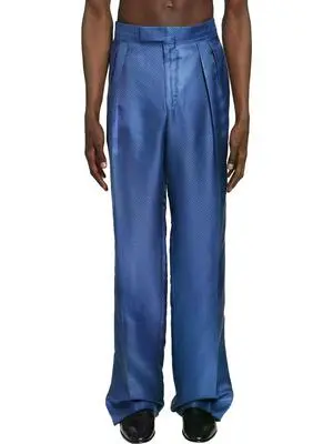 TOM FORD Pleated Silk Trousers - Blue