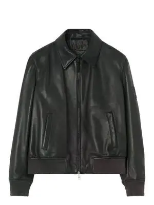 Burberry Leather Bloomsbury Bomber Jacket - Black