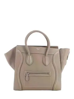 Celine Luggage Bag Grainy Leather Mini Tote Bag - Grey