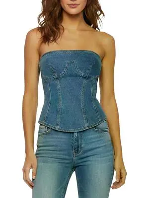 Magda Butrym Strapless Zip-up Top - Blue