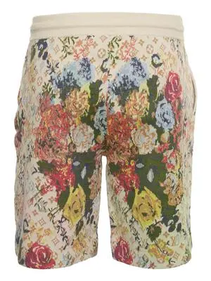 LOUIS VUITTON Floral Monogram Jacquard Knit Shorts - Neutrals