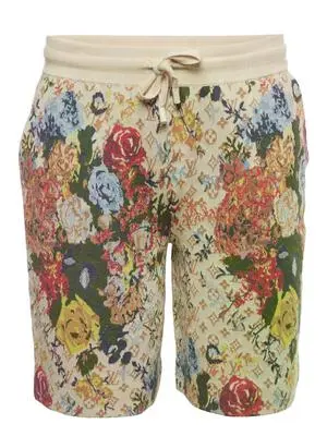LOUIS VUITTON Floral Monogram Jacquard Knit Shorts - Neutrals