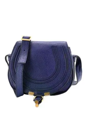 Chloé Marcie Leather Small Crossbody Bag Blue