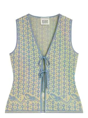 Scotch & Soda Geometric Pattern Tie-Fastening Vest Neutrals