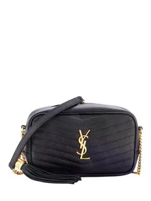 Saint Laurent Lou Camera Bag Matelassé Chevron Leather Mini Crossbody Bag - Black