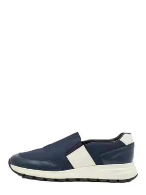 PRADA Prada Navy Blue Leather Round Toe Slip-On Sneakers
