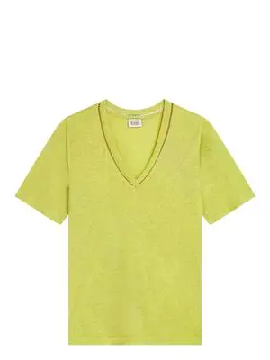 Scotch & Soda V-neck Open-knit T-shirt - Green