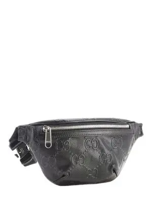 Gucci Gg Embossed Perforated Leather Small Belt Bag - Black