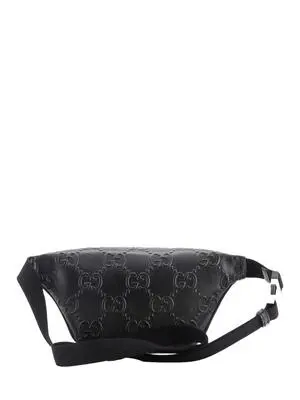 Gucci Gg Embossed Perforated Leather Small Belt Bag - Black