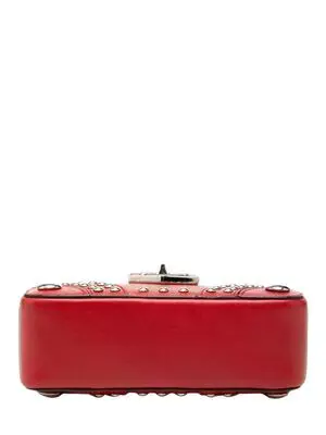 Prada City Calfskin Studded Elektra Turn Lock Clutch Bag - Red