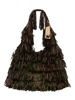 LA MILANESA Fringed Clutch Bag - Brown