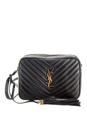 Saint Laurent Matelasse Chevron Leather Small Camera Bag - Black
