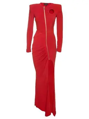 ZHIVAGO Zhivago Red Draped Cut-Out Maxi Gown