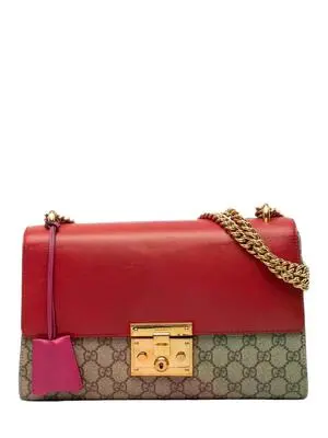 Gucci Medium Gg Supreme Padlock Shoulder Bag - Red