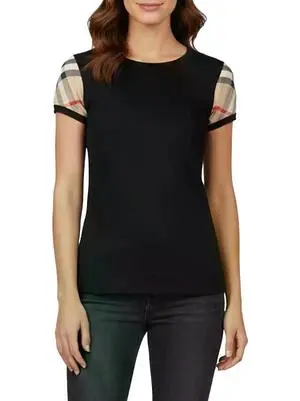 Burberry Check-panel T-shirt - Black